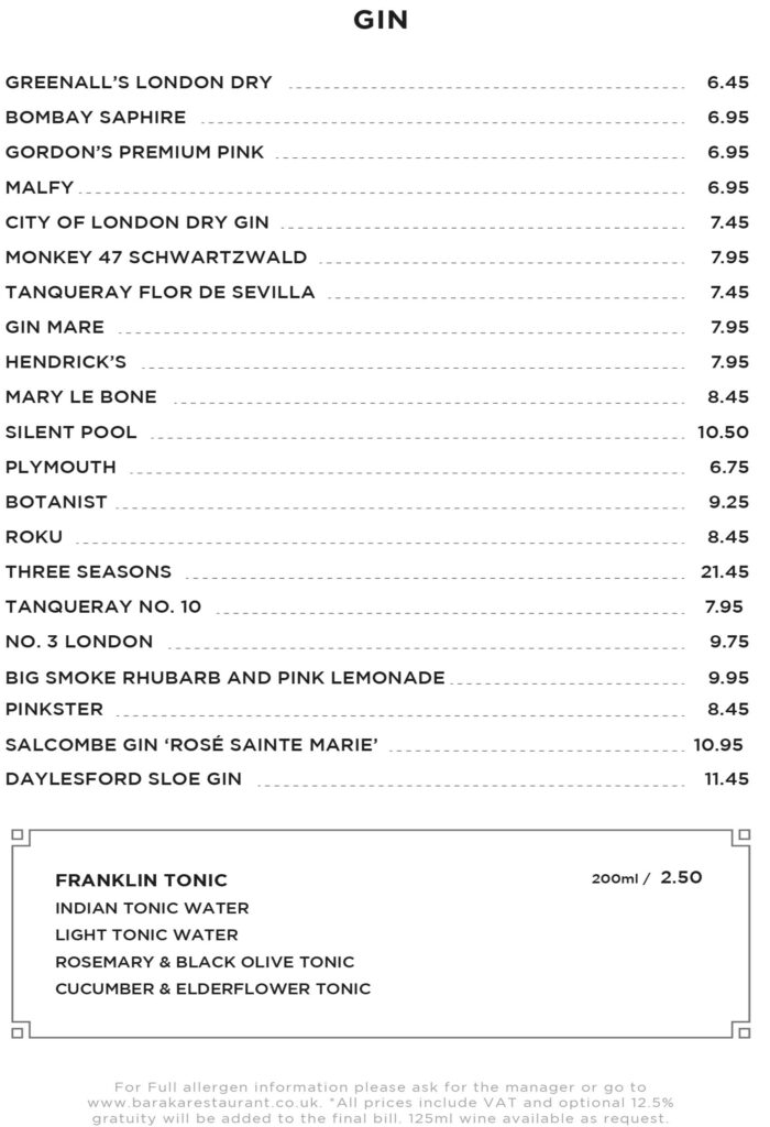Drinks – Baraka