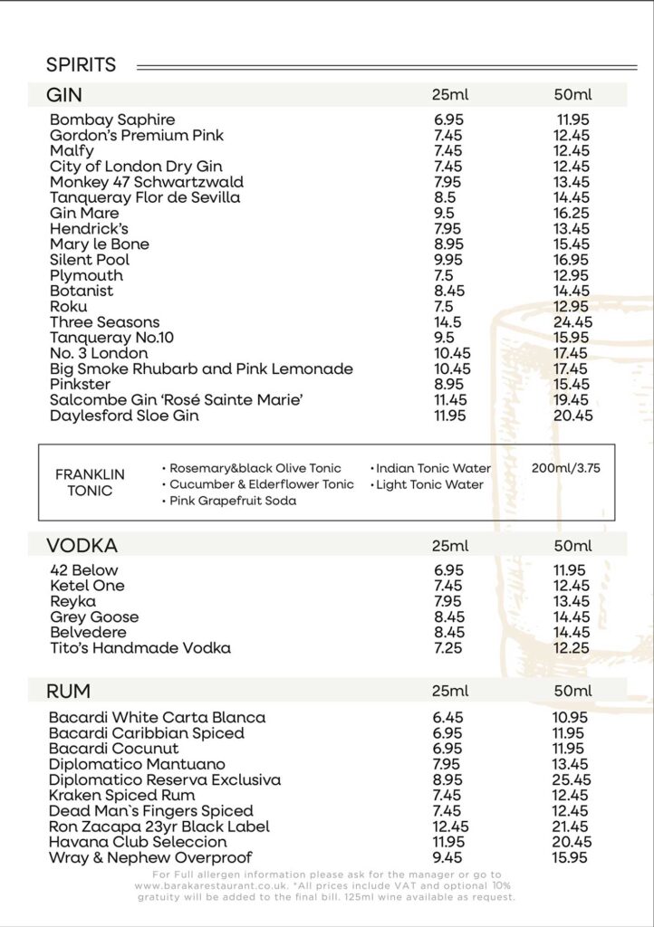 Drinks – Baraka
